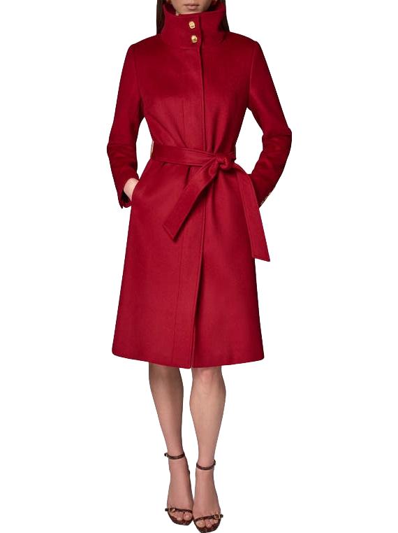 DONNA KARAN NEW YORK Donna Karan New York Belted Wool Blend Funnel Neck Coat
